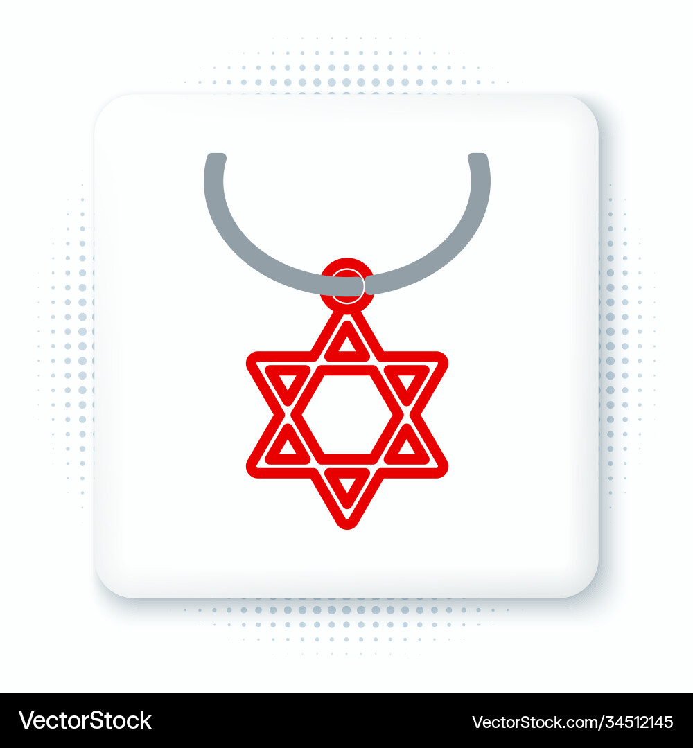 Line star david necklace on chain icon isolated Vector Image
