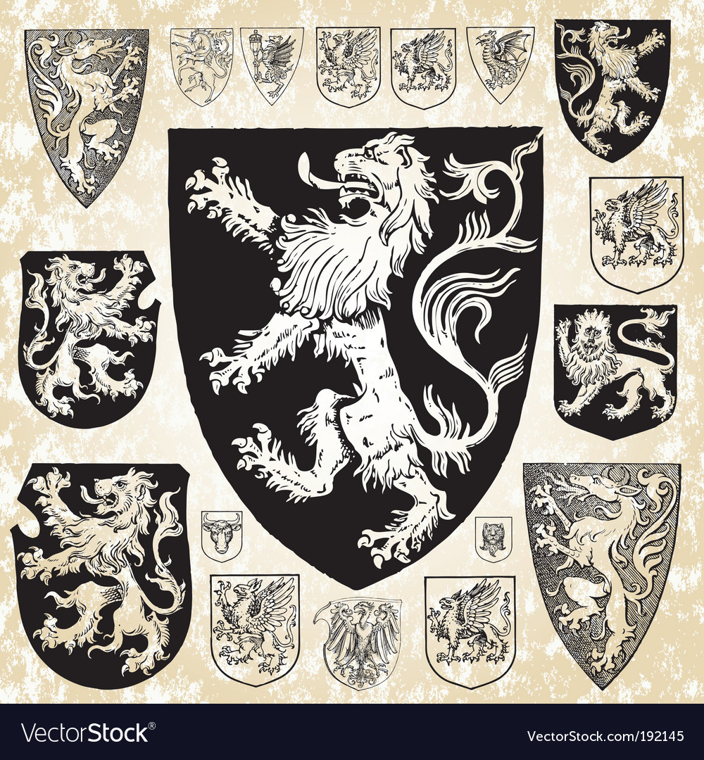 Medieval shield set Royalty Free Vector Image - VectorStock