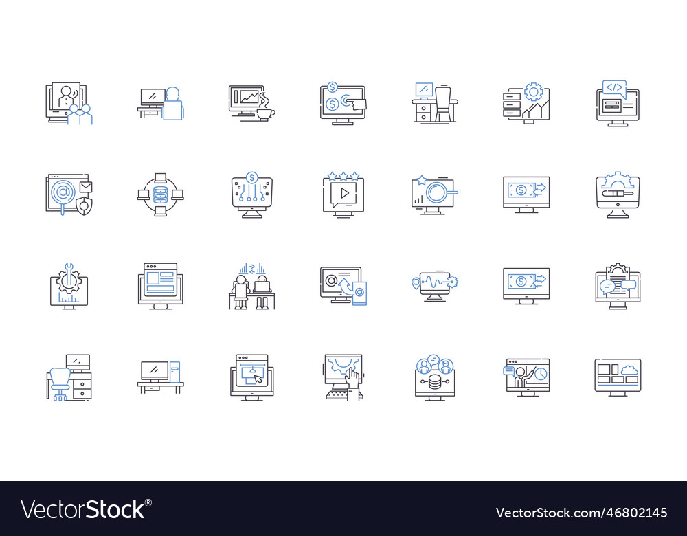 Mobile computing line icons collection mobility Vector Image