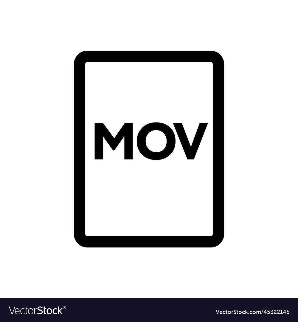 Mov file icon line isolated on white background Vector Image Mov file icon line isolated on white background Vector Image