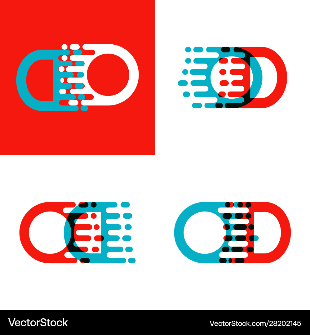 Od letters logo with accent speed in red and blue Vector Image