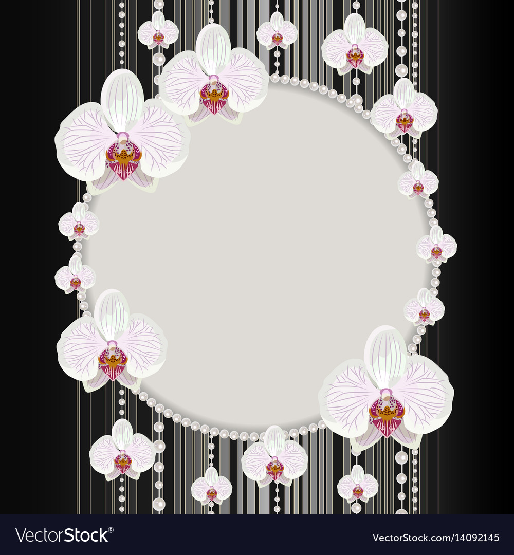 Round frame with orchids Royalty Free Vector Image