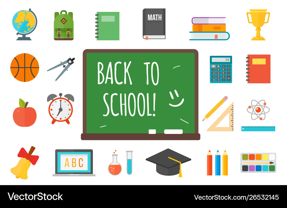 School supplies stationery equipment Royalty Free Vector