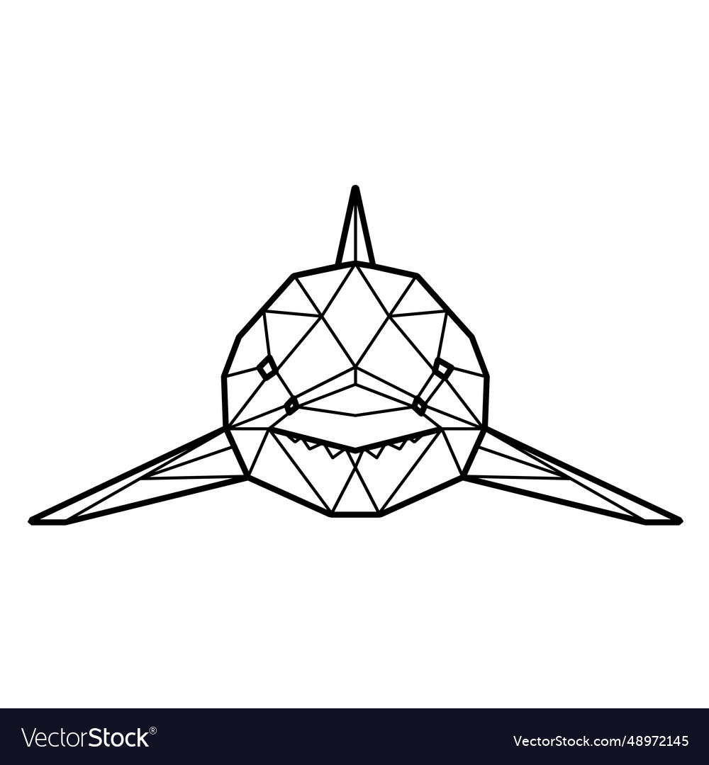 Shark front view polygonal Royalty Free Vector Image