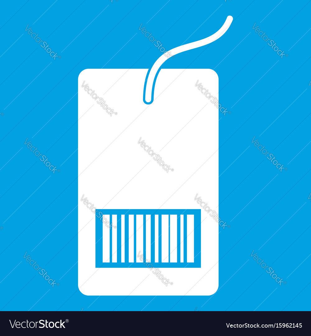 Tag with bar code icon white Royalty Free Vector Image