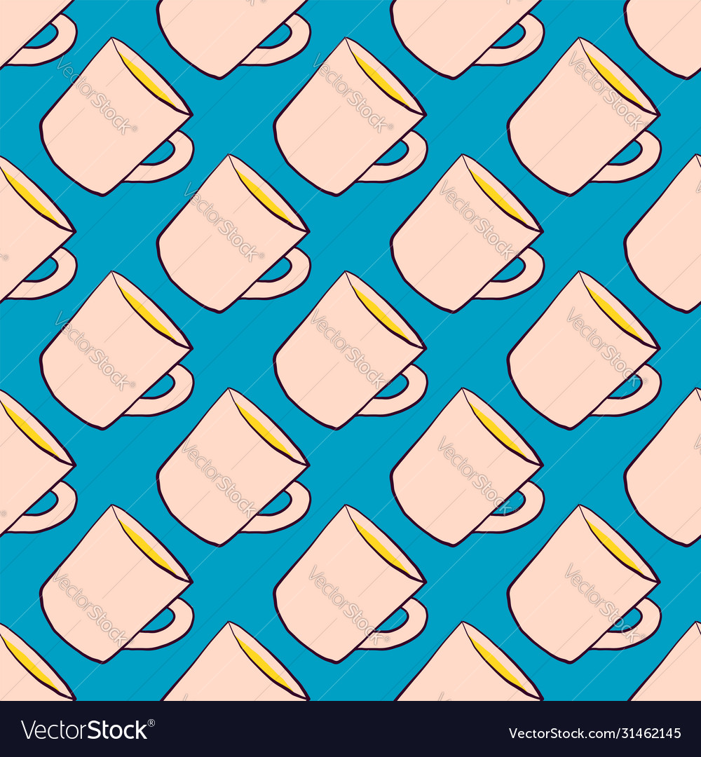 Tea cups pattern on white background Royalty Free Vector