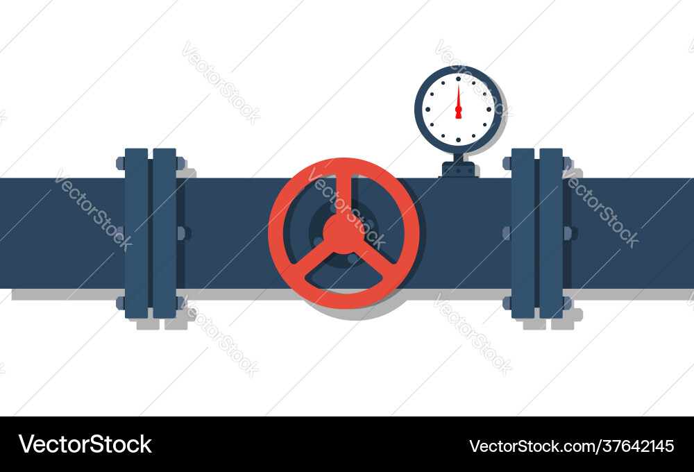 Valve gas on pipeline pipe water with Royalty Free Vector