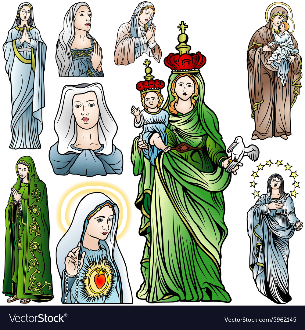 Virgin mary set Royalty Free Vector Image - VectorStock