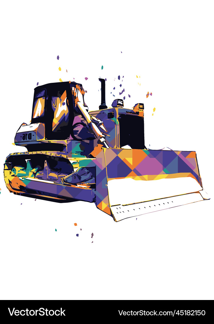 Bulldozer geometric colorful poster image Vector Image