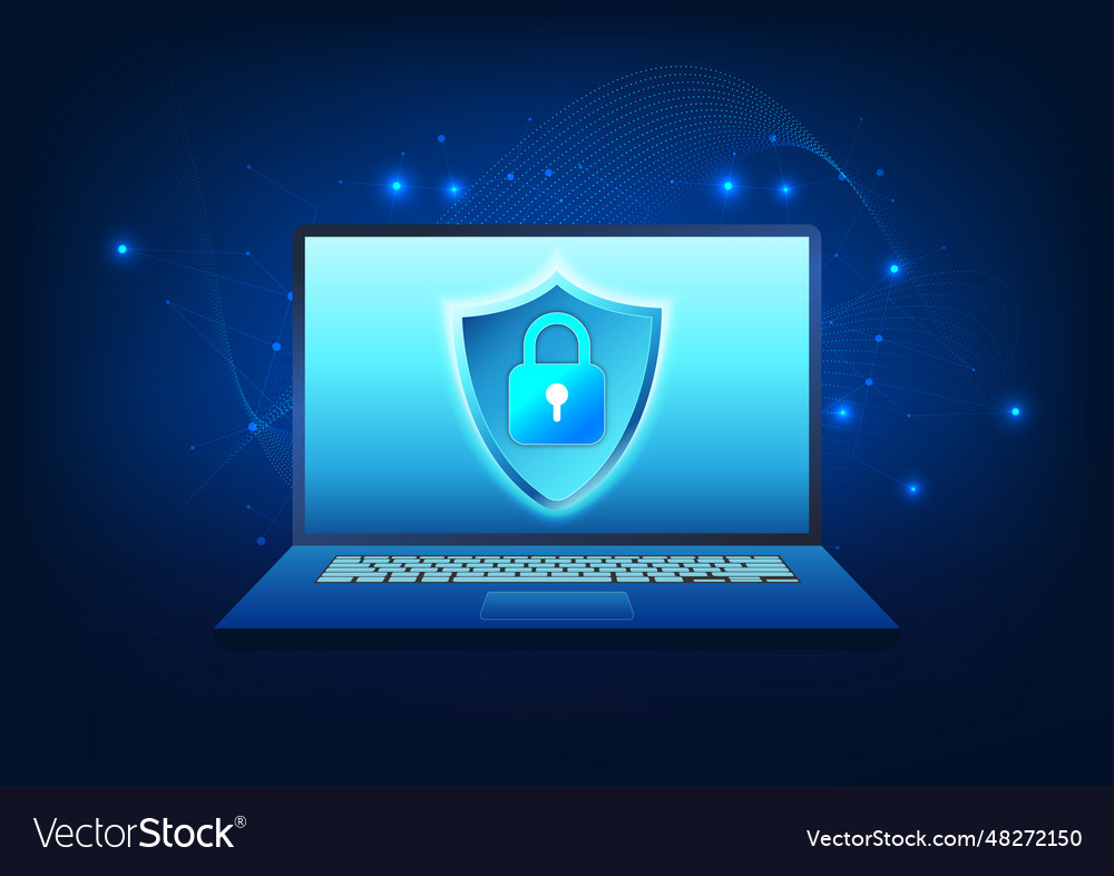 Computer technology the screen is a shield Vector Image