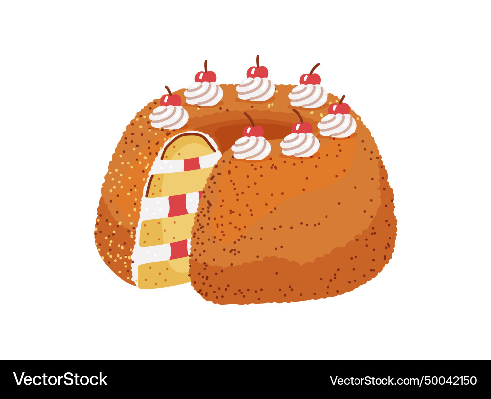 Frankfurter kranz crown sponge cake from germany Vector Image