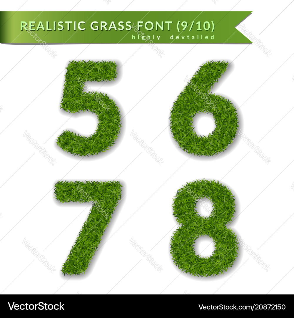 Grass numbers 5 6 7 8 green numbers five six Vector Image