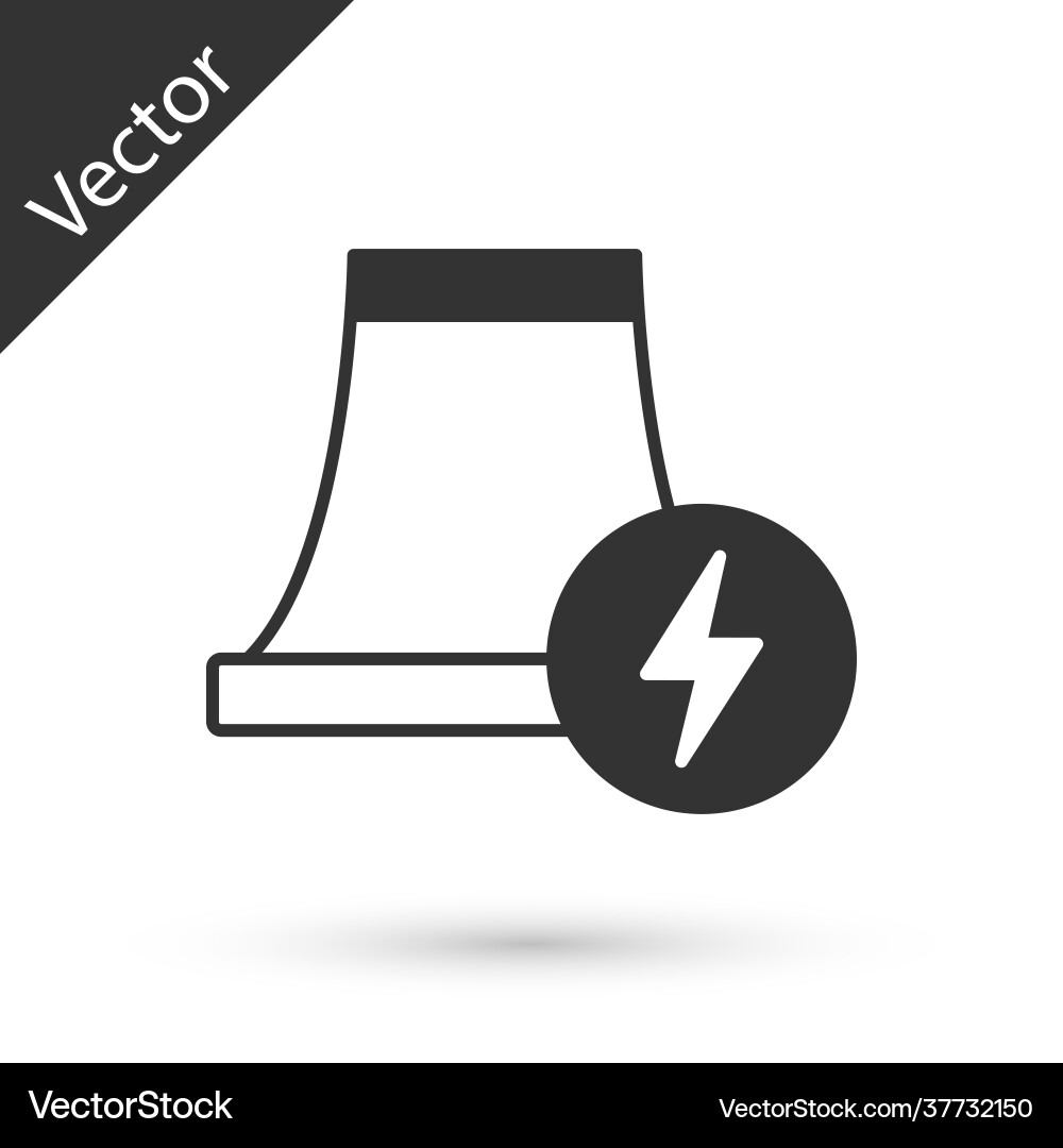 Grey nuclear power plant icon isolated on white Vector Image