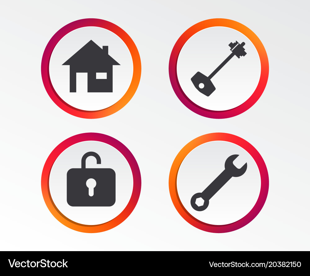Home key icon wrench service tool symbol Vector Image
