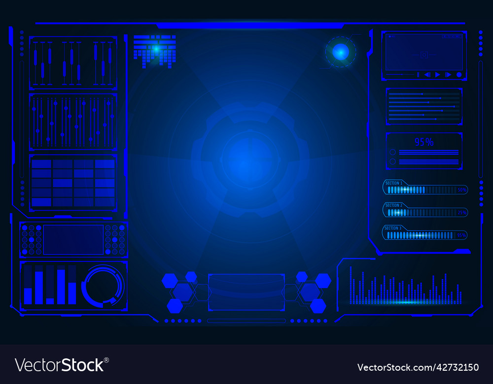 Hud hi technology user interface control panel Vector Image