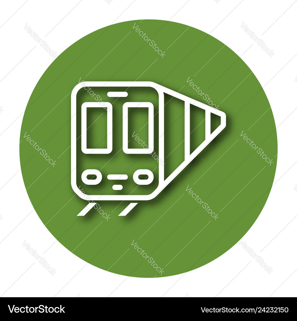 Line icon of train with shadow eps 10 Royalty Free Vector