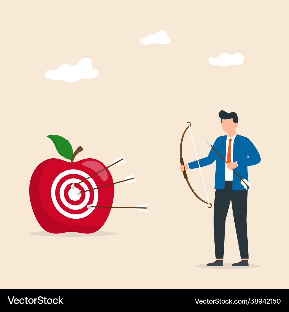 Man are shooting arrows at targets reflecting Vector Image