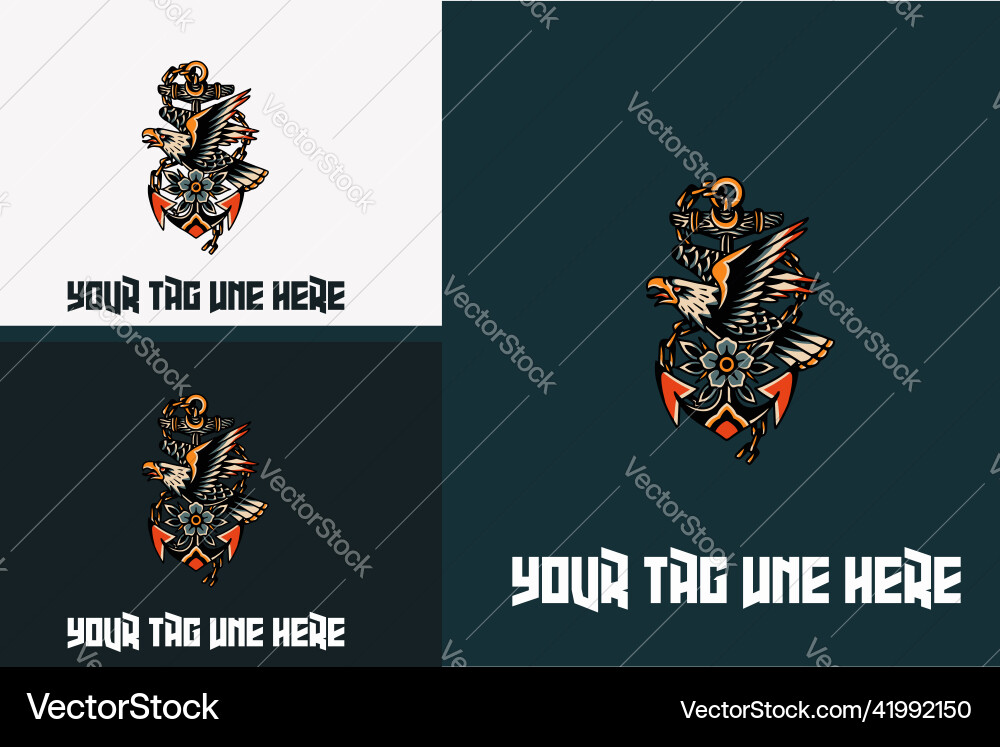 Mascot design of eagle and anchor Royalty Free Vector Image