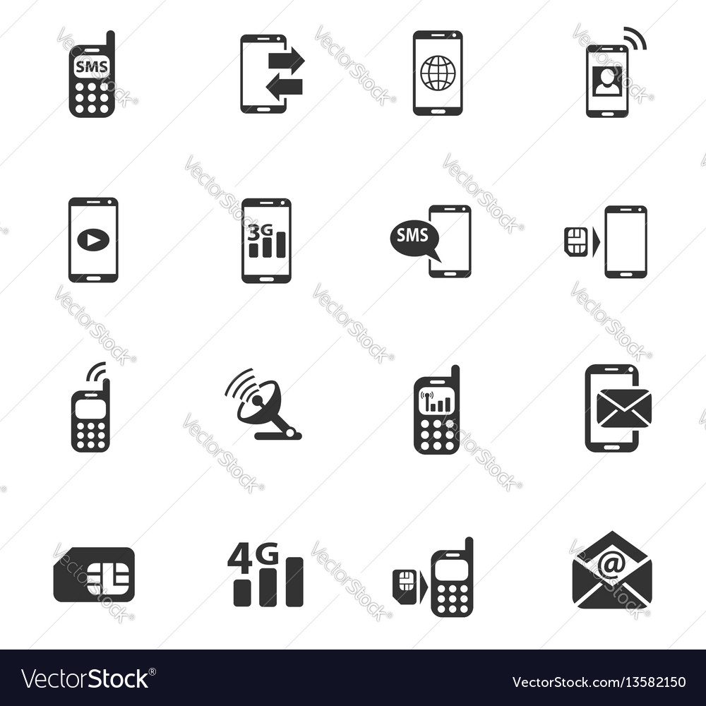 Mobile connection icon set Royalty Free Vector Image Mobile connection icon set Royalty Free Vector Image
