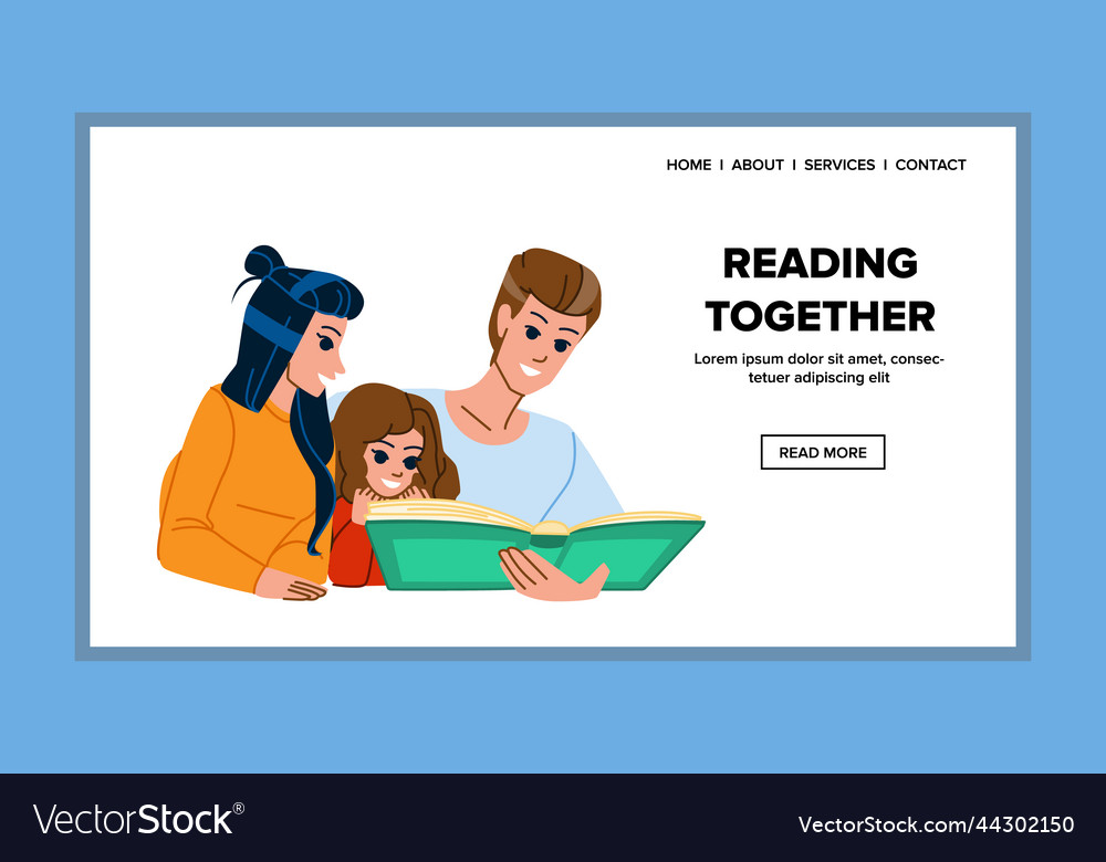 Reading together Royalty Free Vector Image - VectorStock