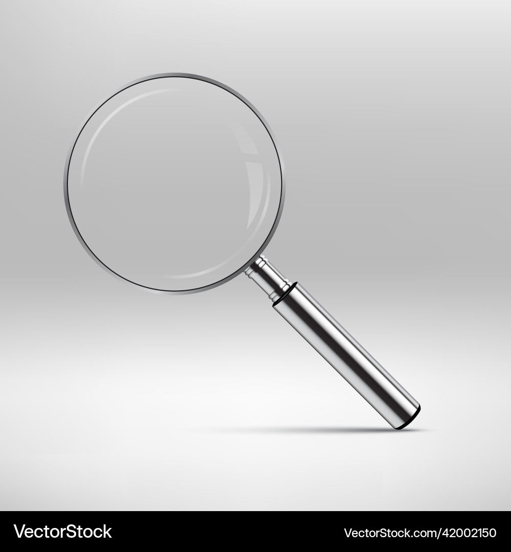 Realistic metal magnifier isolated on gray Vector Image