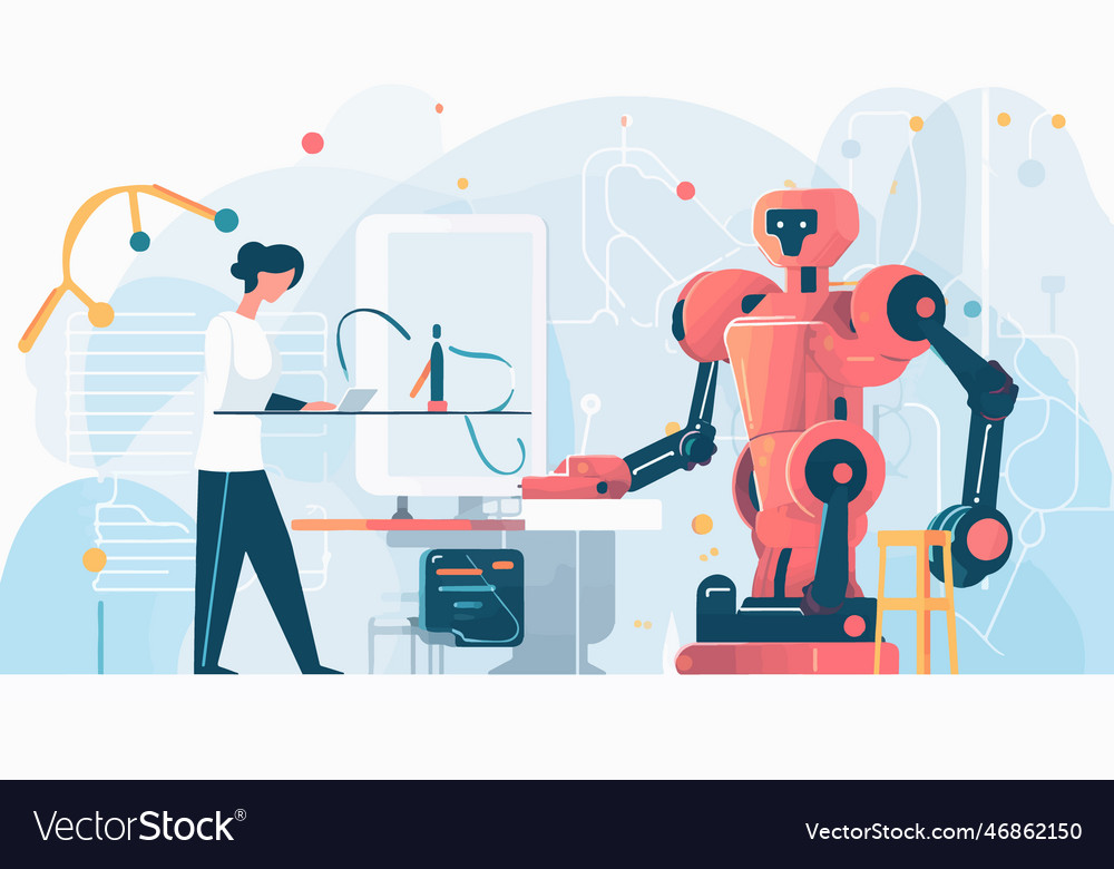 Technology and innovation an depicting a robot Vector Image