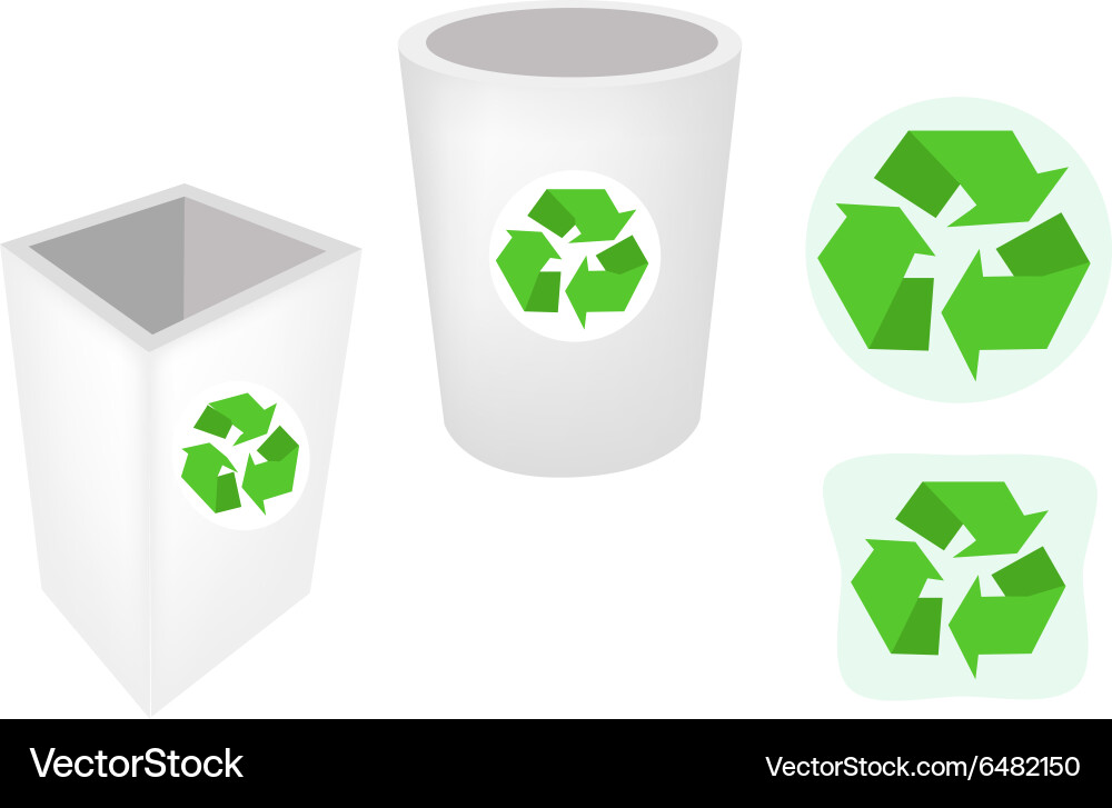 Two recycle garbage can and recycle icons Vector Image