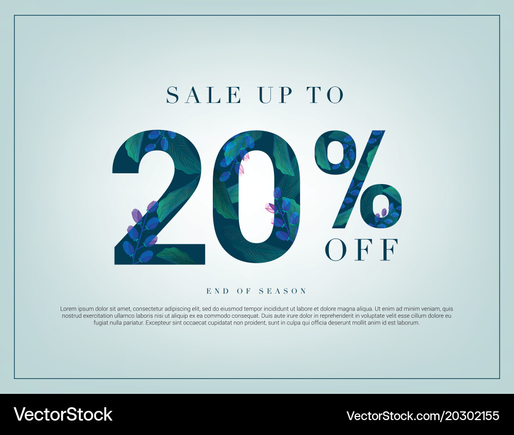 20 lettering handmade with leaves and flower Vector Image