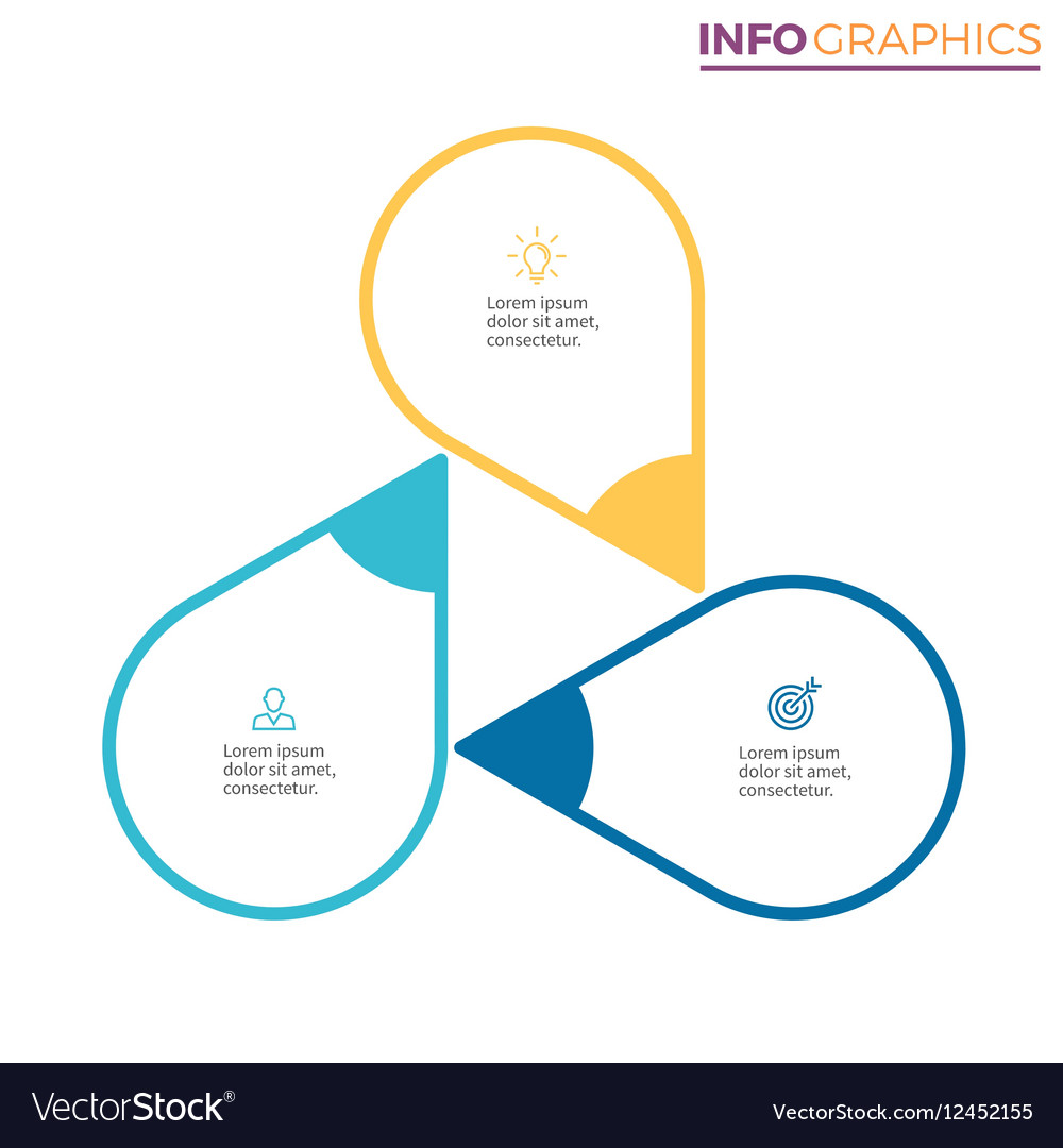 Circular chart diagram with 3 steps pointers Vector Image