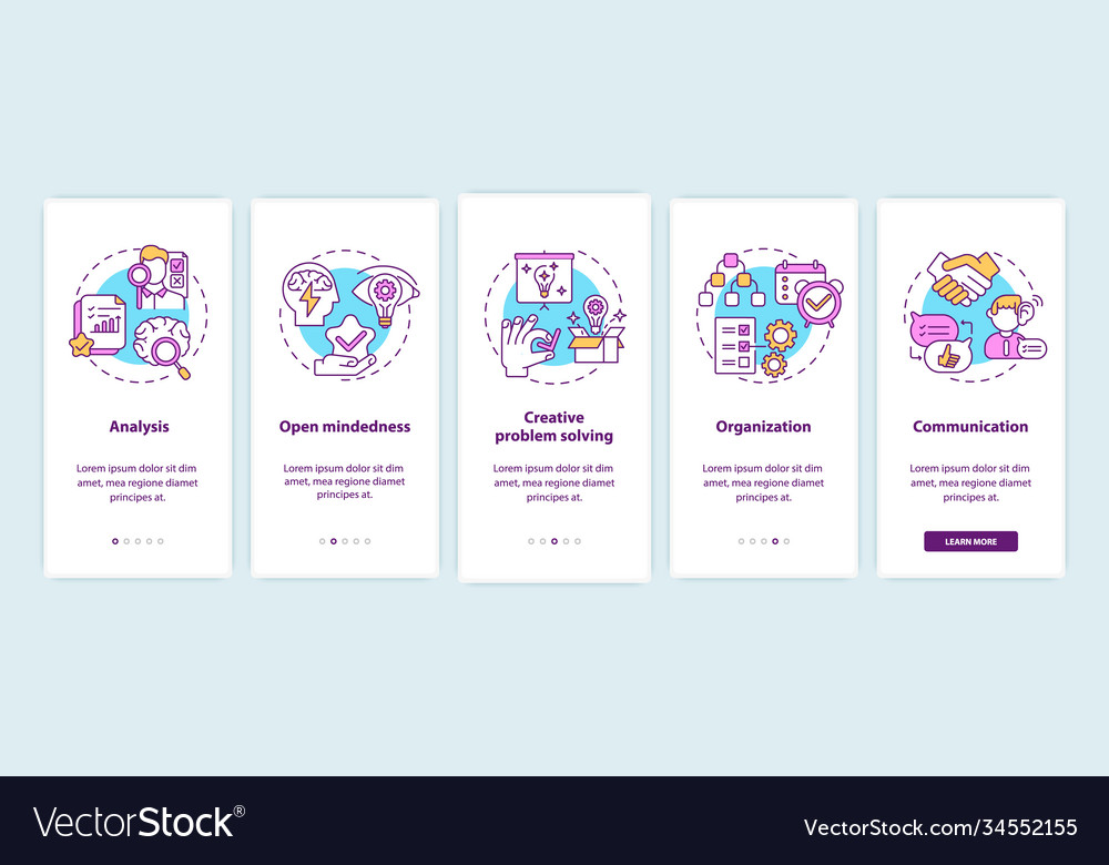 Creative thinking types onboarding mobile app Vector Image