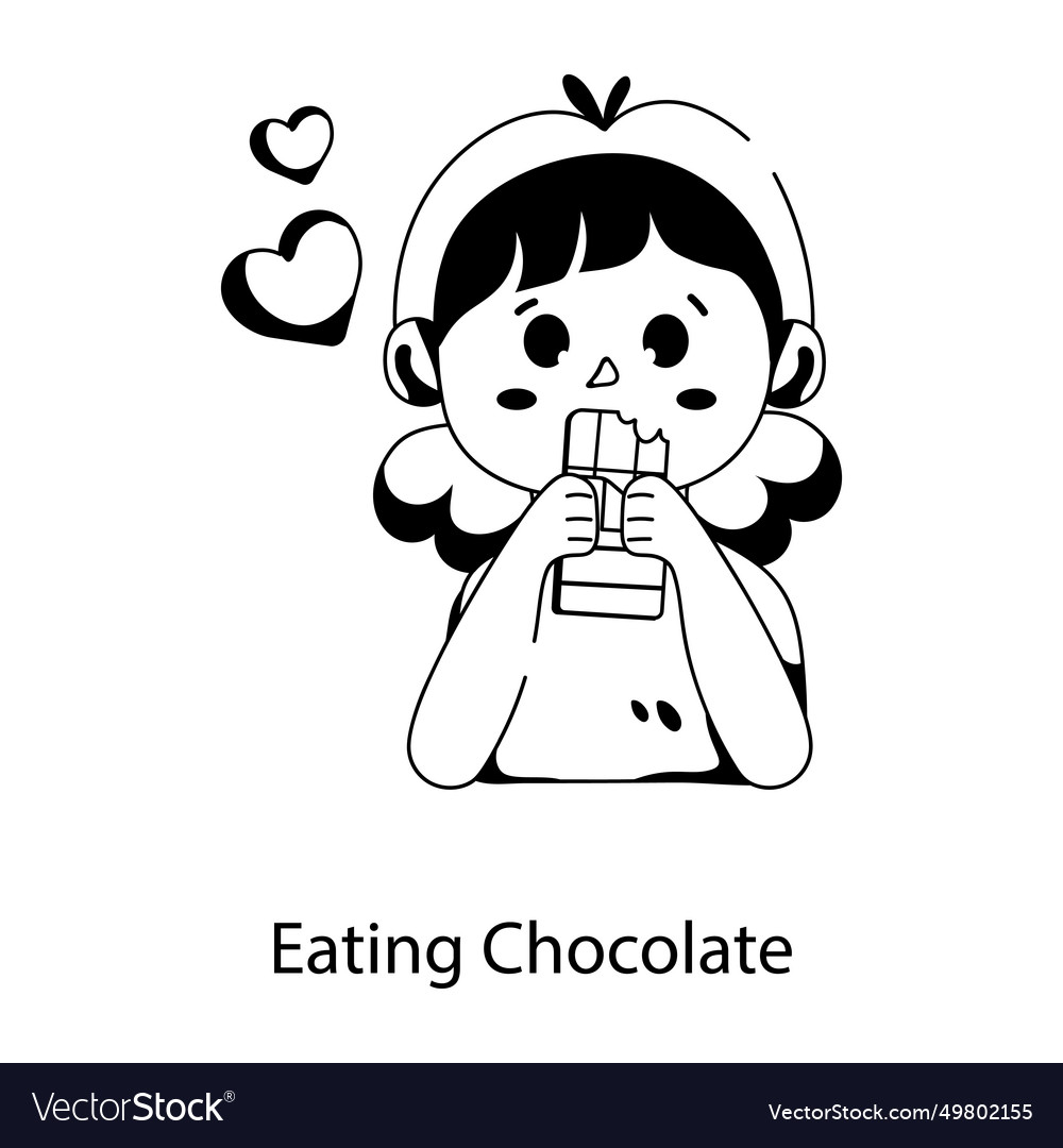 Eating chocolate Royalty Free Vector Image - VectorStock