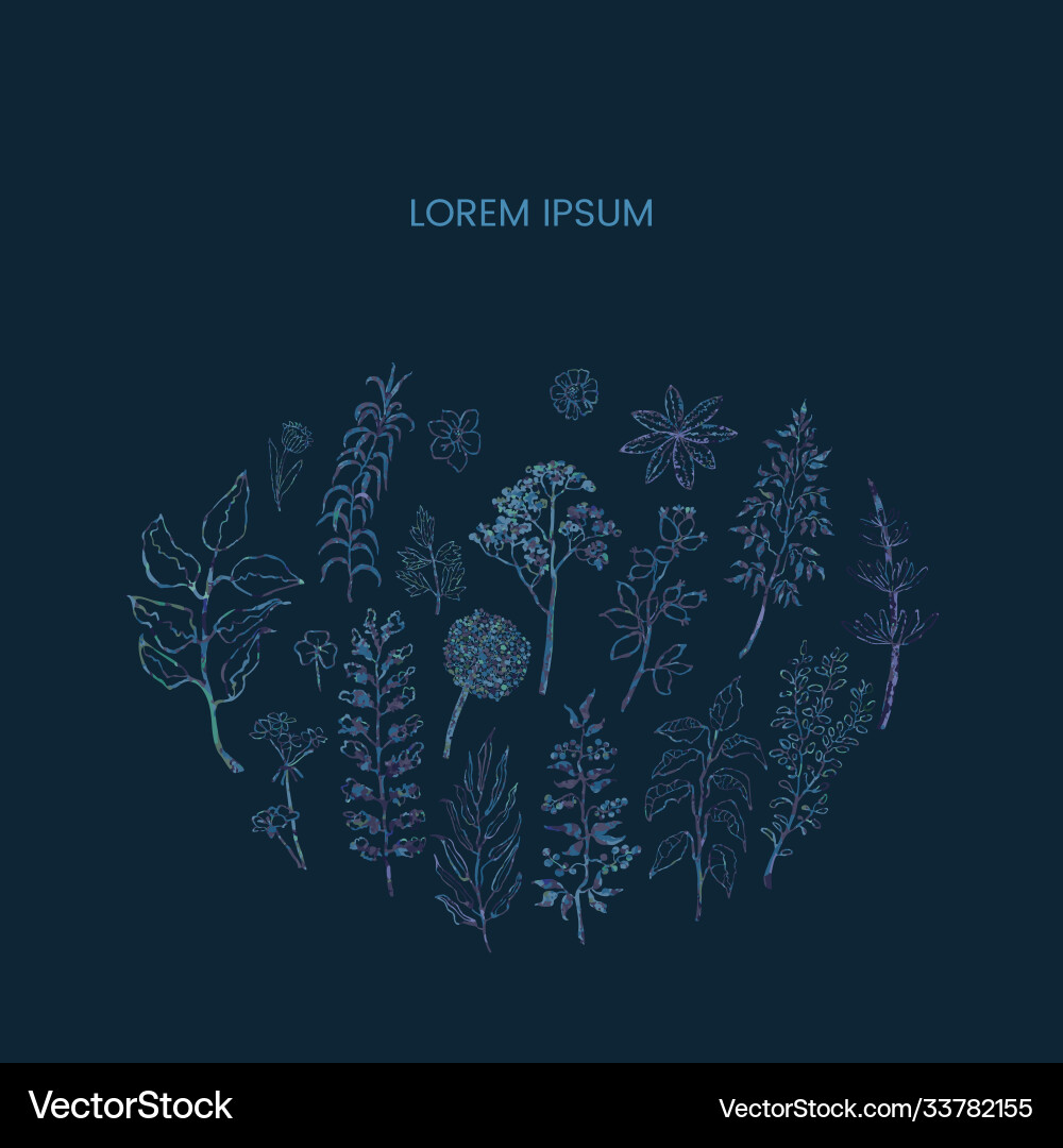 Floral template with plants and flowers Royalty Free Vector