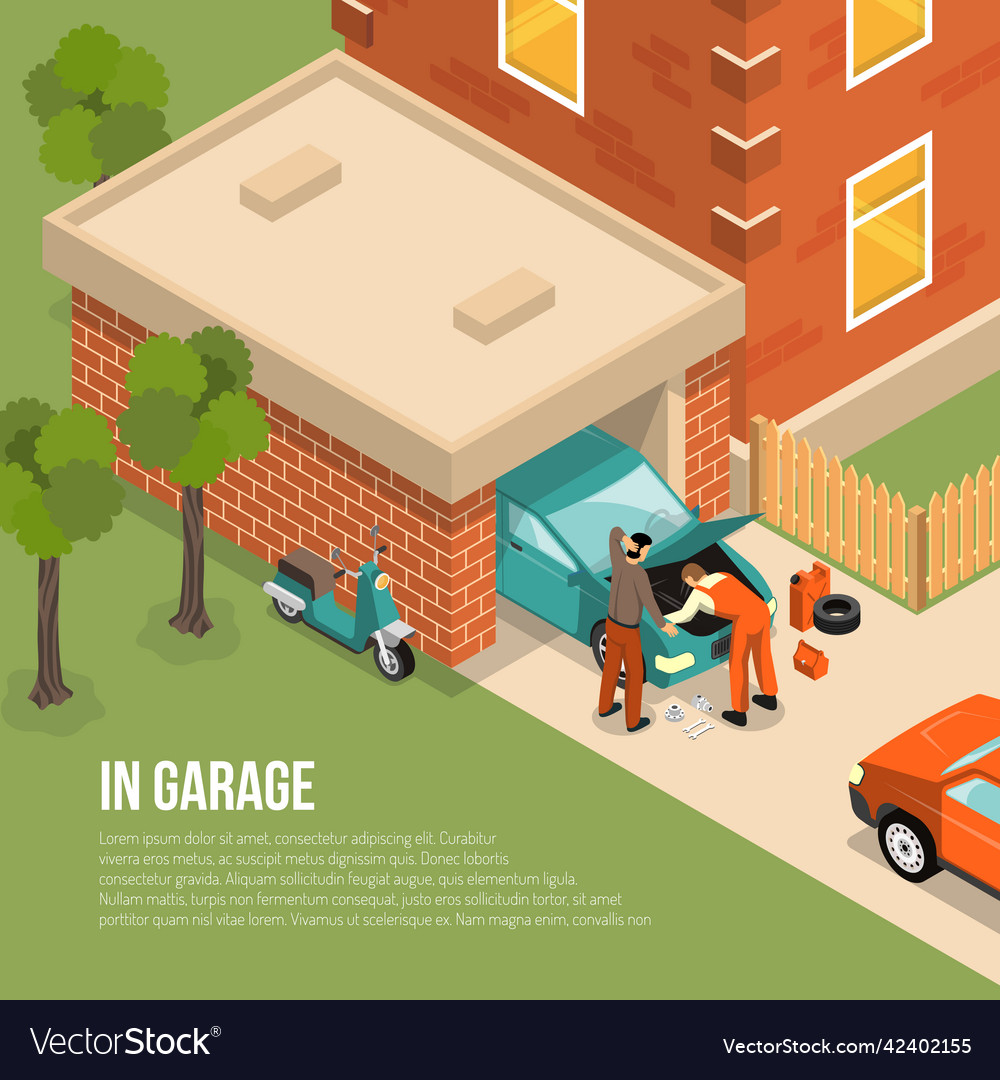 Garage outside isometric Royalty Free Vector Image