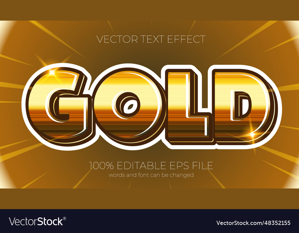 Gold editable text effect style eps Royalty Free Vector