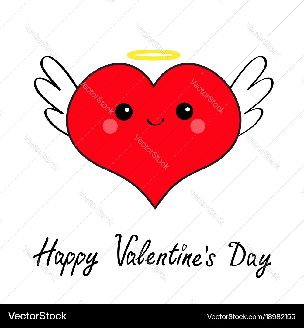 Happy valentines day red heart face head icon set Vector Image