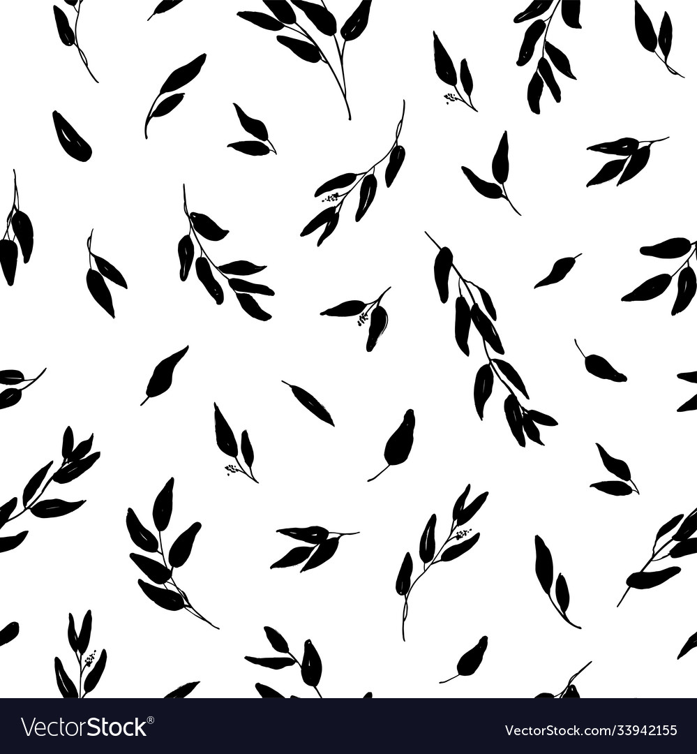 Leaves and branches seamless pattern Royalty Free Vector