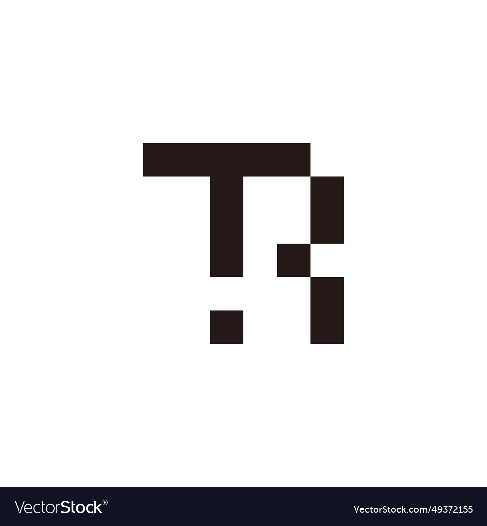 Letter tr simple linked pixels logo Royalty Free Vector