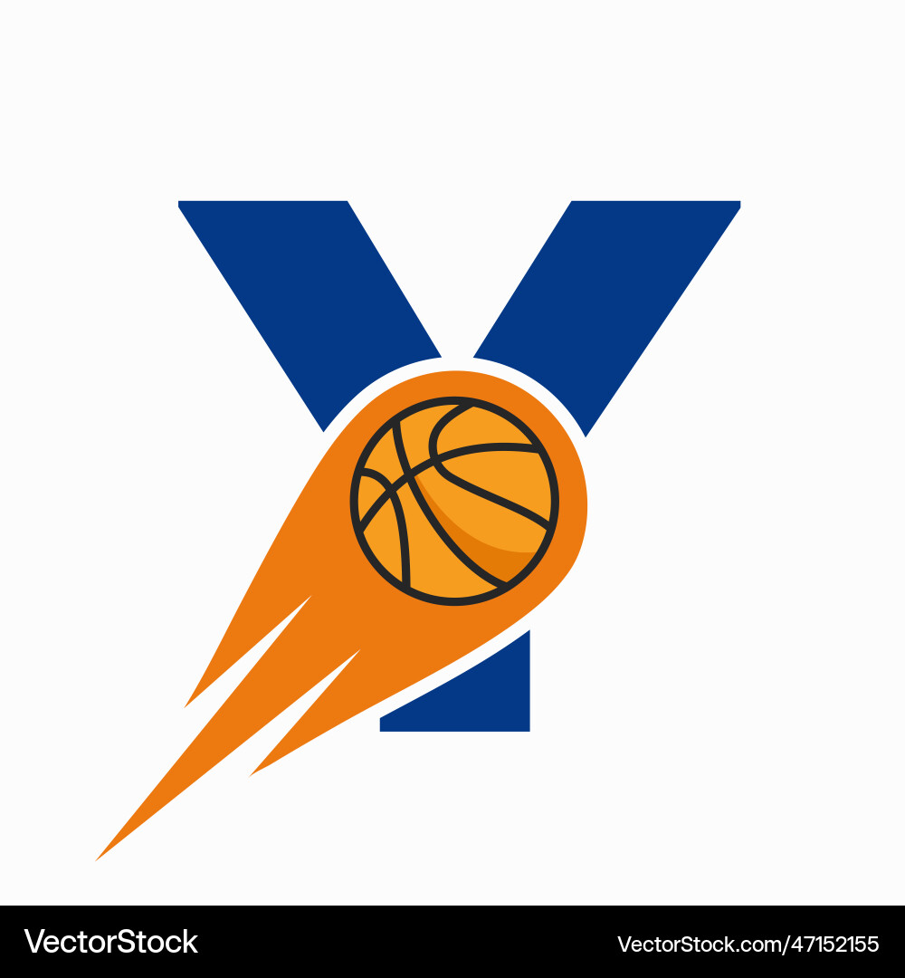 Letter y basketball logo concept with moving Vector Image