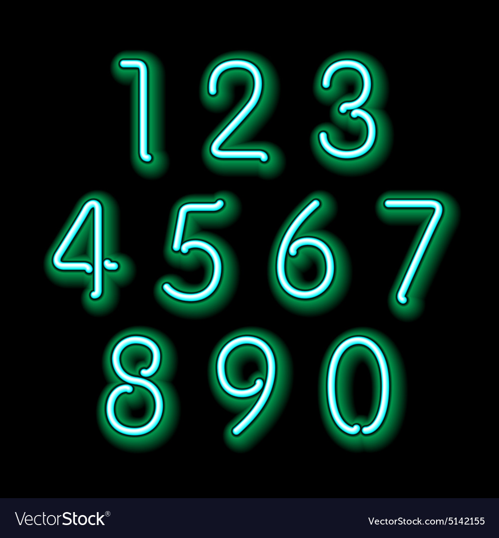 Numerical figures in sparkling neon colors Vector Image