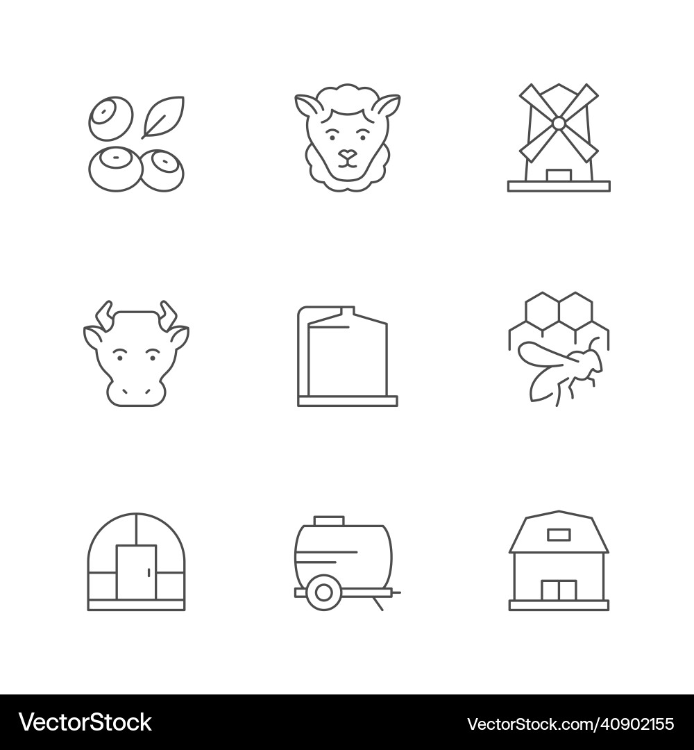 Set line icons of farming Royalty Free Vector Image