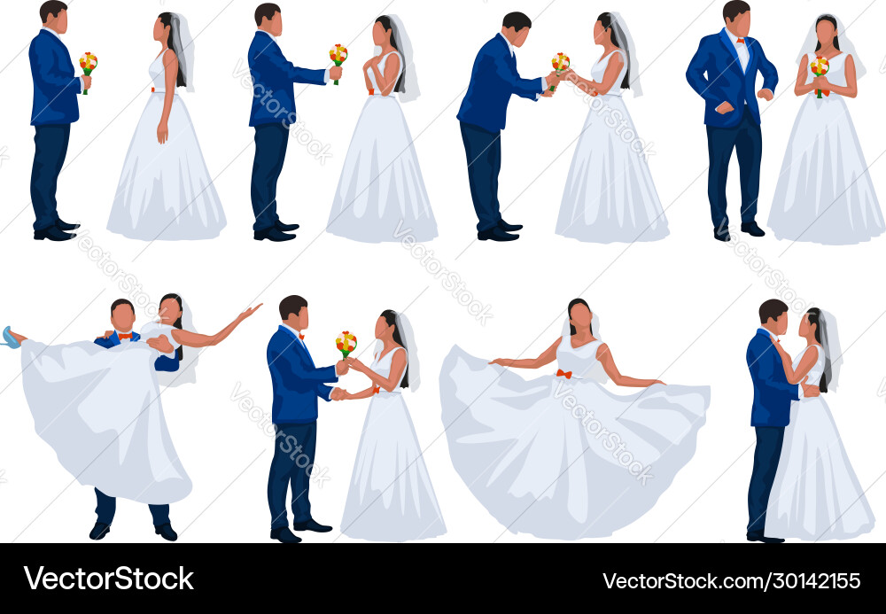 Wedding groom and bride set Royalty Free Vector Image