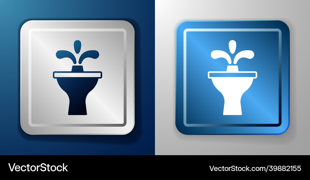 White fountain icon isolated on blue and grey Vector Image