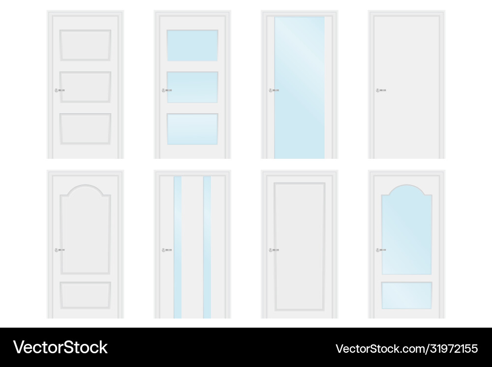 White interior doors collection Royalty Free Vector Image