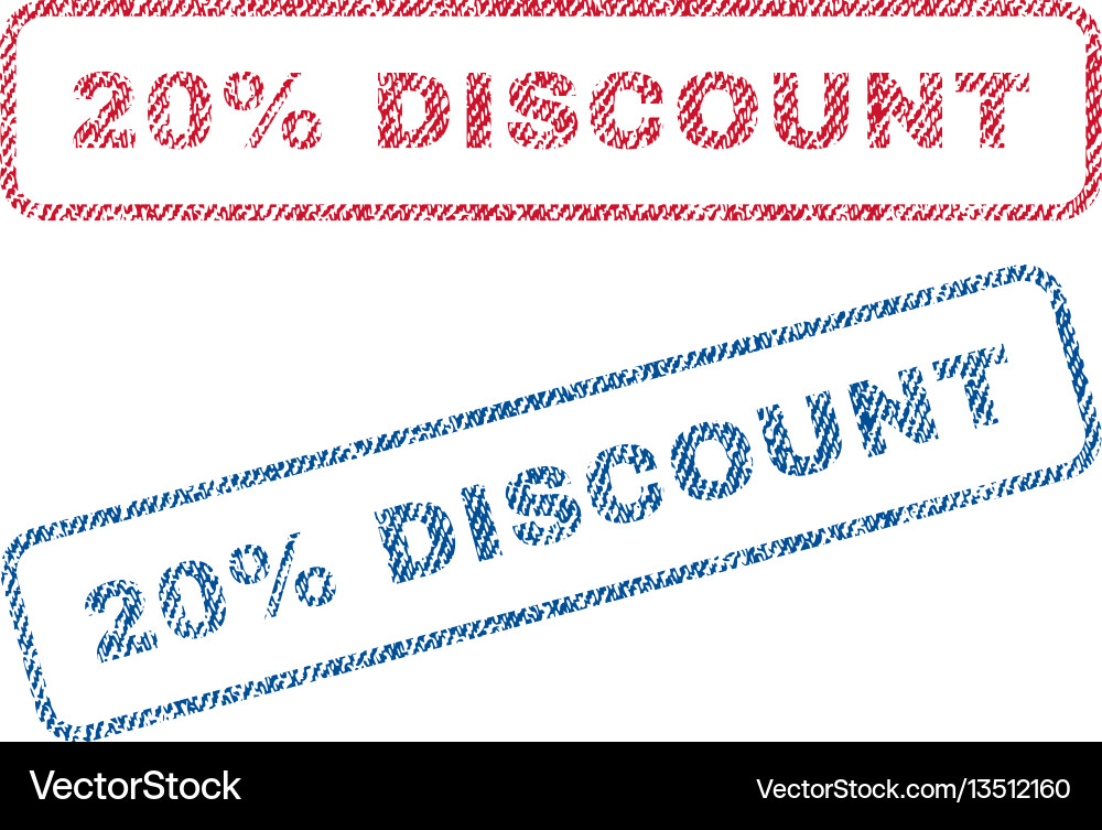 20 percent discount textile stamps Royalty Free Vector Image