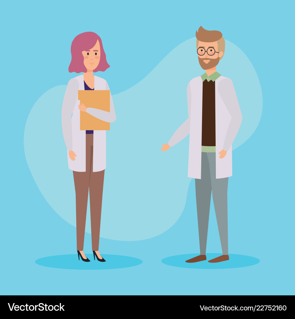 Doctors couple avatars characters Royalty Free Vector Image