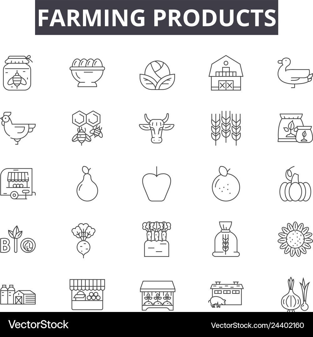 Farming products line icons for web and mobile Vector Image
