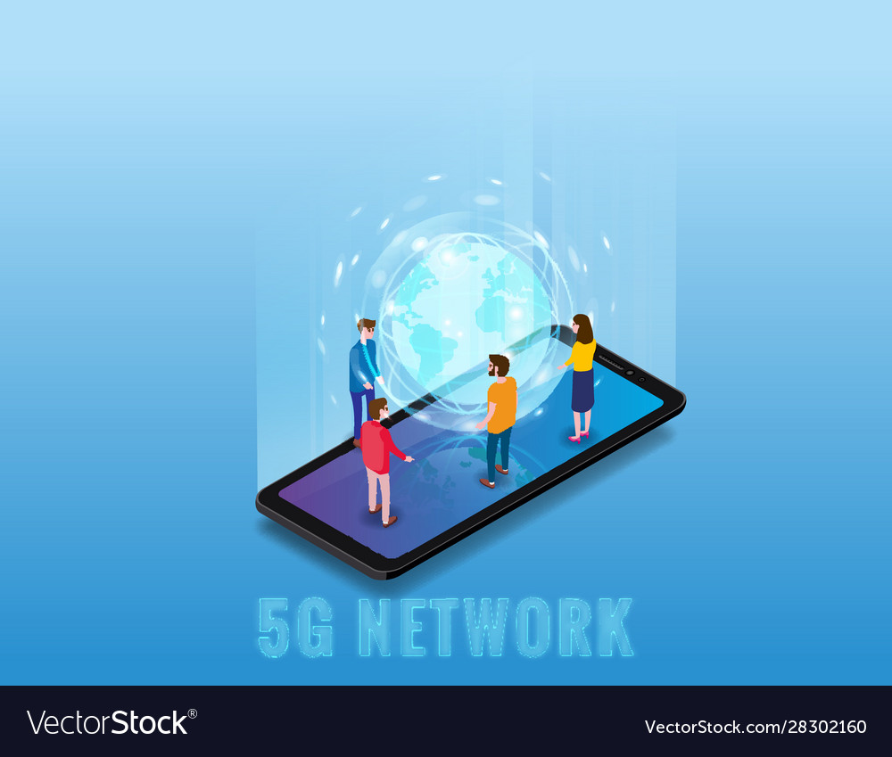 Isometric 5g network wireless technology template Vector Image