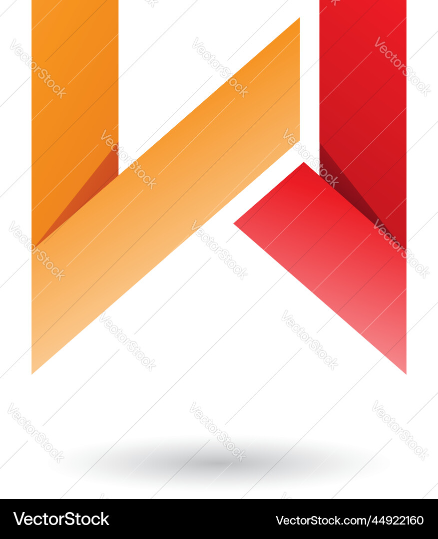 Orange and red folded paper letter w Royalty Free Vector