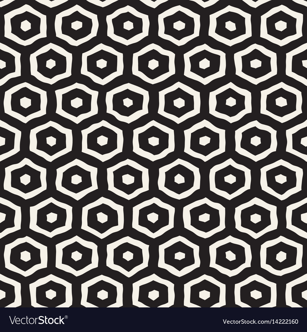 Seamless black and white pattern with hexagon Vector Image