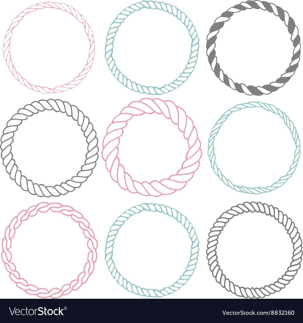Set 9 decorative circle border frames Royalty Free Vector